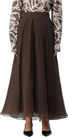 Brunello Cucinelli Femme, Jupes, Brun, Taille: 40 FR Pleated Chiffon Skirt