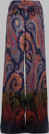 Etro Paisley Print Envers Satin Trousers - Navy