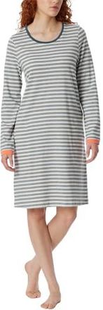 Schiesser Nachthemd Langarm Weiche Baumwolle Bigshirt Mit Taschen Chemise de Nuit pour Femme, Bleu Denim_181963, 38