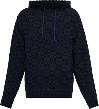 Kenzo SweaT-shirt &agrave; capuche Kenzogram en maille - Homme - Sweatshirts et sweats &agrave; capuche - Bleu - Taille: L