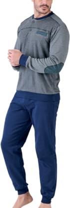 Navigare Pyjama dhiver pour homme, pyjama homme chaud en coton Limited Edition, 841905 Gris chiné, L