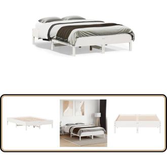 vidaXL Massivholzbett ohne Matratze Wei&szlig; 120x190 cm Kiefernholz - Holzbett - Kiefernholzbett - Doppelbett - Wei&szlig;es Bett - Boxspringbetten