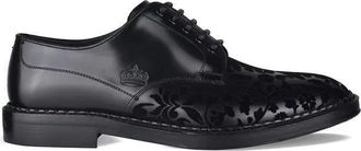 Dolce & Gabbana Smooth Black Calf Leather Derbies - Gr. 41 (EU) - in Schwarz