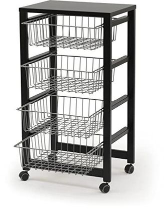 Arredamenti Italia K&uuml;chenwagen GINGERONE, Holz - 4 K&ouml;rbe - Farbe: Schwarz Holz AR-It il Cuore del Legno