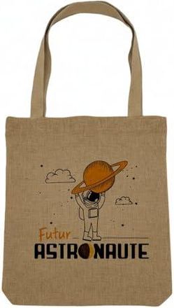 Fabulous Sac Shopping Tote Bag Aspect Lin - Futur Astronaute R&ecirc;ve dEnfant M&eacute;tier - Sac de Courses Toile Epaisse 360g Beige Naturel Cabas Port&eacute; Epaule Solide Im