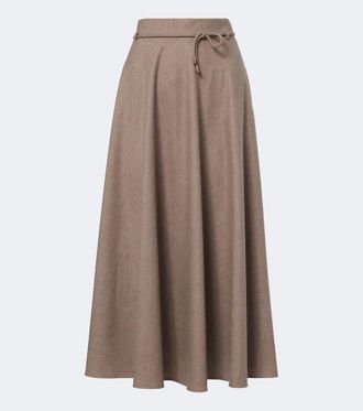 Max Mara Jupe midi en cachemire m&eacute;lang&eacute;