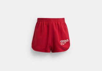 Coach Terry-Sportshorts Aus Bio-Baumwolle f&uuml;r Frauen in Rot, Gr&ouml;&szlig;e X-Klein | Biobaumwolle