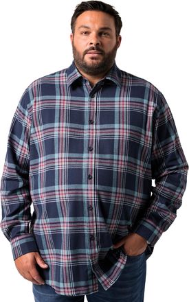 Men Plus Herren gro&szlig;e Gr&ouml;&szlig;en &Uuml;bergr&ouml;&szlig;en Menswear L-8XL Men+ Karo-Flanellhemd, Langarm, Kentkragen, Comfort Fit, bis 8 XL Navy blau 3XL 841650130-3XL