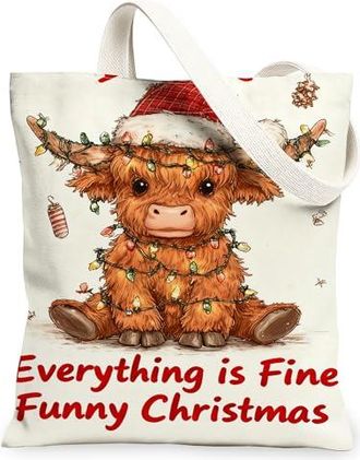 Generic Sacs fourre-tout en toile de vache amusante, motif animal fantaisie, sacs d&eacute;picerie r&eacute;utilisables, sacs d&eacute;picerie saisonniers, l&eacute;gers, lavables &agrave; l&eacute;pa