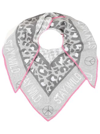 Zwillingsherz Dreieckstuch Stola Schal mit Wolle für Damen - Hochwertiges Baumwoll-Halstuch im Leo Hahnentritt Muster - XXL-Damenschal