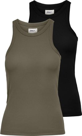 Only Damen Tanktop Enger Schnitt U-Ausschnitt T-Shirt 15239781,Black 1,XS