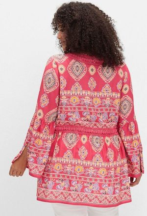 Sheego Klassische Bluse Longbluse Langarm