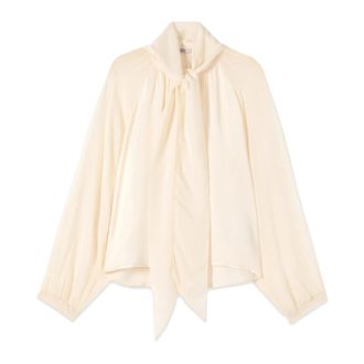 Oltre Viskosebluse mit Schleife - - Blouses & Shirts - Damen - Wei&szlig; - XL