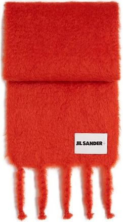 Jil Sander Homme, Accessoires, Orange, Taille: ONE Size Wide Wool Blend Scarf