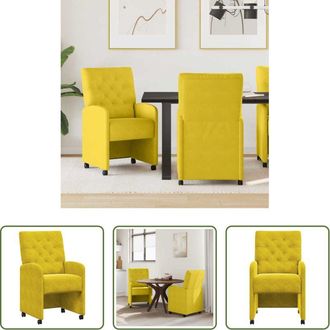 vidaXL Samtst&uuml;hle - Esszimmerst&uuml;hle mit Rollen 2 pcs Gelb 58 x 67 x 97 cm Samt