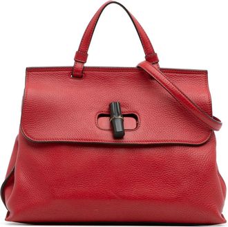 Gucci Hobo Bags - Medium Leather Bamboo Daily Satchel - Gr. unisize - in Rot - für Damen