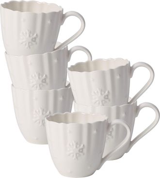 Villeroy & Boch Toys Delight Royal Classic Tassen 6er Set, 250 ml, Kaffee-/Teetassen mit weihnachtlichem Relief, Premium Porzellan, Wei&szlig;