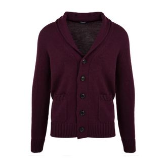 Drumohr Bordeaux Sweater Cardigan f&uuml;r Herren - - Knitwear - Herren - Rot - XL