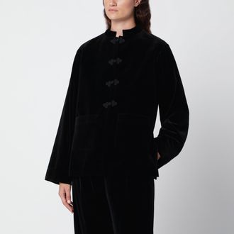 R&oacute;he Schwarze Samtjacke mit Pankou-Verschluss