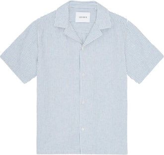 Les Deux Homme, Chemises, Bleu, Taille: S Lukas Short Sleeve Shirt