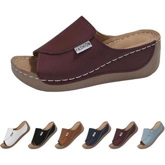 Generic Sandales orthop&eacute;diques compens&eacute;es pour femme, large largeur, coupe habill&eacute;e, soutien de la vo&ucirc;te plantaire, bout ouvert, plateforme antid&eacute;rapante, cha