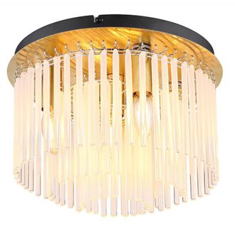 Globo Lighting Deckenleuchte Deckenlampe Wohnzimmerlampe Metall Gold Glasst&auml;be D 32 cm