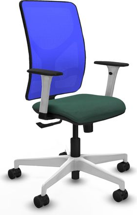 Piqueras y Crespo Schreibtischstuhl mit wei&szlig;en und schwarzen Armlehnen, h&ouml;henverstellbare Lendenwirbelst&uuml;tze, 3 Positionen, Blau/Flaschengr&uuml;n