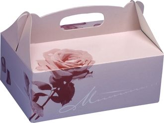 Papstar 20 Gebäck-Kartons, Pappe eckig 20 cm x 13 cm x 9 cm rosé mit Tragegriff, Sie erhalten 10 Packungen á 20 Stück (insgesamt 200 Stück)