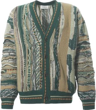 Laneus Cardigan Coupe Boxy - Homme - Pulls - Vert - Taille: L