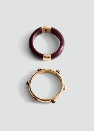 Mango Lot de 2 bracelets au design irr&eacute;gulier or - Femme - Taille unique - MANGO