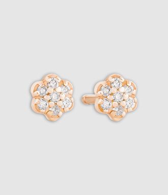 Ginette NY Boucles doreilles Lotus Mini Be Mine Or Rose Diamants