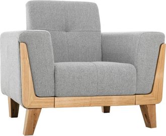 Miliboo Miliboo - Fauteuil scandinave en tissu gris et bois clair fjord