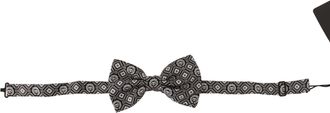 Dolce & Gabbana Mens Black White Silk Adjustable Neck Papillon Tie