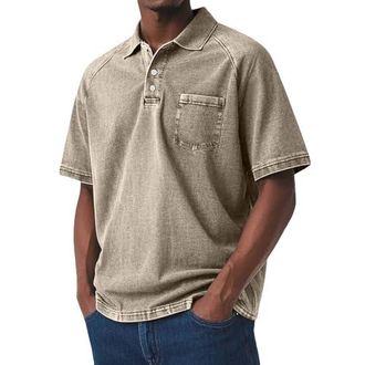 Generic Polo pour homme adulte, hauts d&eacute;t&eacute; surdimensionn&eacute;s &agrave; manches courtes, t-shirts d&eacute;lav&eacute;s pour homme, grand et grand, polo de travail, polo de golf, t-sh