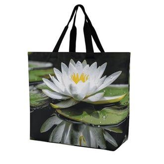 Generic N&eacute;nuphar Blanc Sac A Main Femme L&eacute;ger Sacs Pliable Sac Courses Pour Travail Gym Voyage