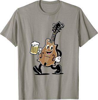 Giant Step Design Co. Cute Bluegrass Mandolin & Beer Funny Folk Festival Cartoon T-Shirt