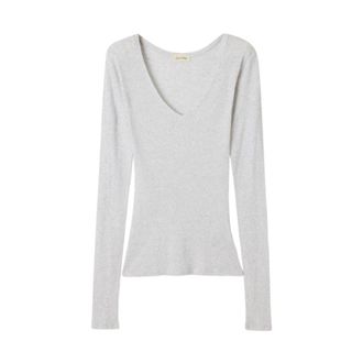 American Vintage Massachusetts V-Ausschnitt Langarmshirt - - Knitwear - Damen - Grau - S