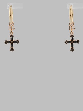 Dolce & Gabbana Cross and Rhinestone Hoop Earrings - Gold