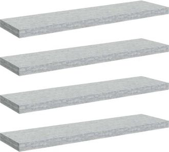 vidaXL 4X Etag&egrave;res Murales Flottantes Etag&egrave;res Suspendues Supports Muraux Salon Salle de S&eacute;jour Maison Int&eacute;rieur Gris B&eacute;ton 90x23,5x3,8cm MDF