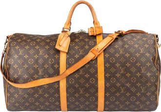 Louis Vuitton Crossbody Bags - Louis Vuitton Canvas Monogram Keepall 60 Bandoulie - Gr. unisize - in Braun - f&uuml;r Damen