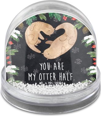 Mr. & Mrs. Panda Schneekugel Otter Herz - Geschenk, Liebe, Weihnachtskugel, Dekokugel, Modern, Seeotter, Weihnachts