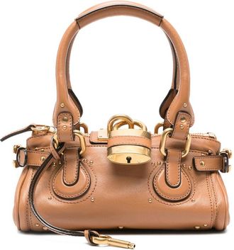 Chlo&eacute; Small Paddington Leather Padlock Tote Bag