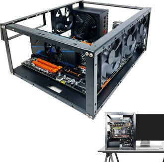 Generico Offenes Gestell-Rack - stapelbarer Rahmen f&uuml;r die Grundplatte des Computers | DIY PC-Geh&auml;use mit K&uuml;hlventilator, offener Luftstrom-Design zum Testen