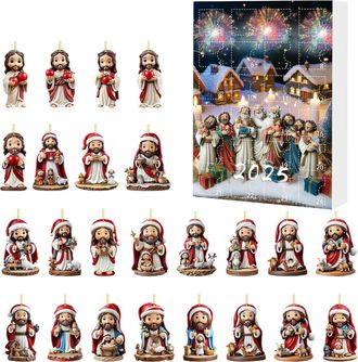 Generic Weihnachtsadvent 2025 - Jesus Acryl 2D Weihnachtsadvent 2025 | Niedliche Weihnachtsdekoration f&uuml;r Sammler, Wand, T&uuml;r, Eingang, Party, Haus, Festival