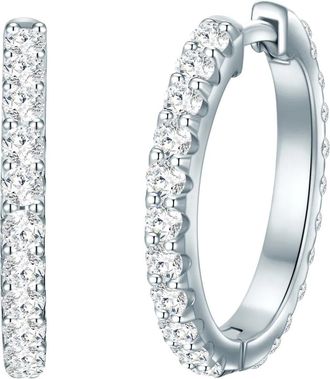 Trilani Ohrringe - Sterling Silber Creolen Zirkonia - Gr. unisize - in Silber - f&uuml;r Damen