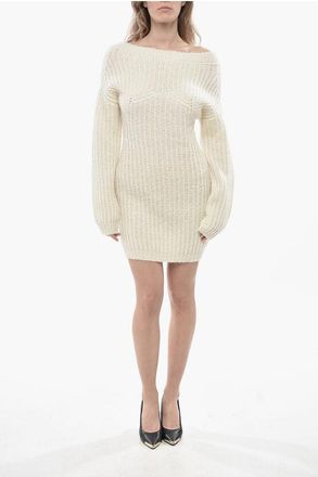 Dsquared2 Wool-Blend Off-Shoulder Long-Sleeve Dress size Xs