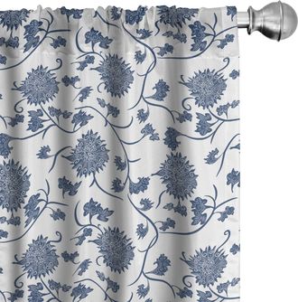 Abakuhaus Blau Vorhänge, Gardinen, Chinesischer Garten Traditionelle, Fensterbehandlungen für Wohnzimmer Schlafzimmer Dekor, 2 Stück 75 cm b x 245 cm h, Blau We