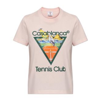 Casablanca Tennis Club Icon T-Shirt - - Tops - Damen - Rosa - S