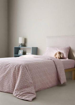 Mango Housse de couette percale de coton imprim&eacute; fleuri lit 90 cm nude - Home - Lit 90 cm - MANGO HOME
