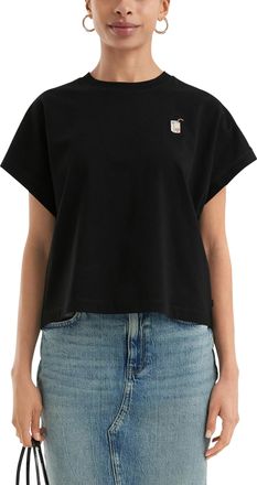 QS by s.Oliver Lässiges Baumwollshirt mit Kleiner Stickerei